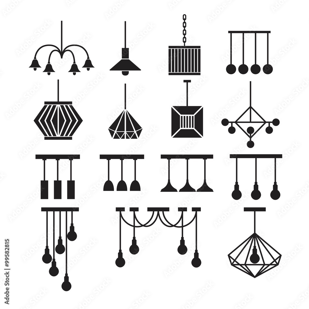 lamp vector, chandelier vector, decorate icon set Stock Vector | Adobe ...