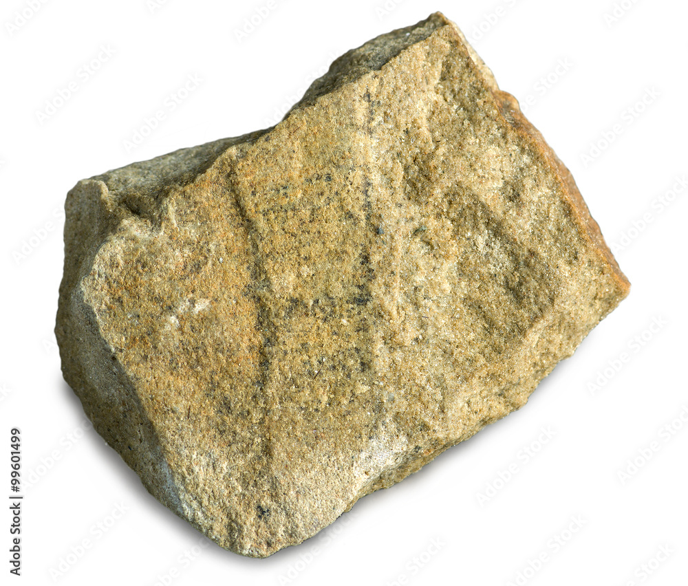Mineral sandstone isolated on white background. Most sandstone is ...