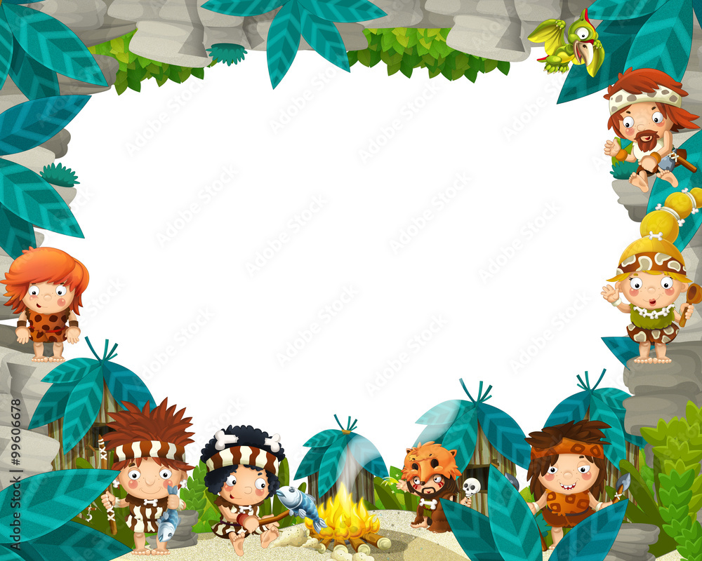 Cartoon prehistoric frame - illustration for the children Stock ...