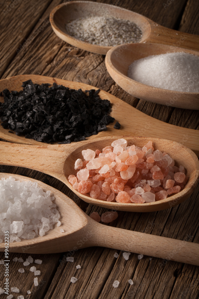 collection of different types of salt Stock Photo | Adobe Stock