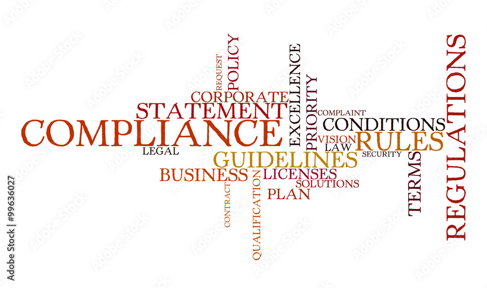 Word cloud for compliance, rules and regulations Stock Illustration ...