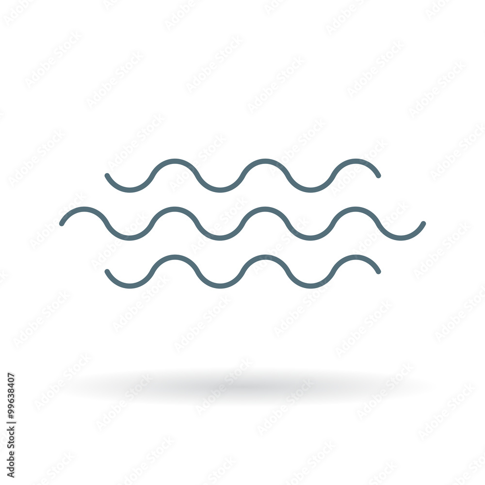 Water flow icon. river crossing sign. Flowing water symbol. Thin line ...