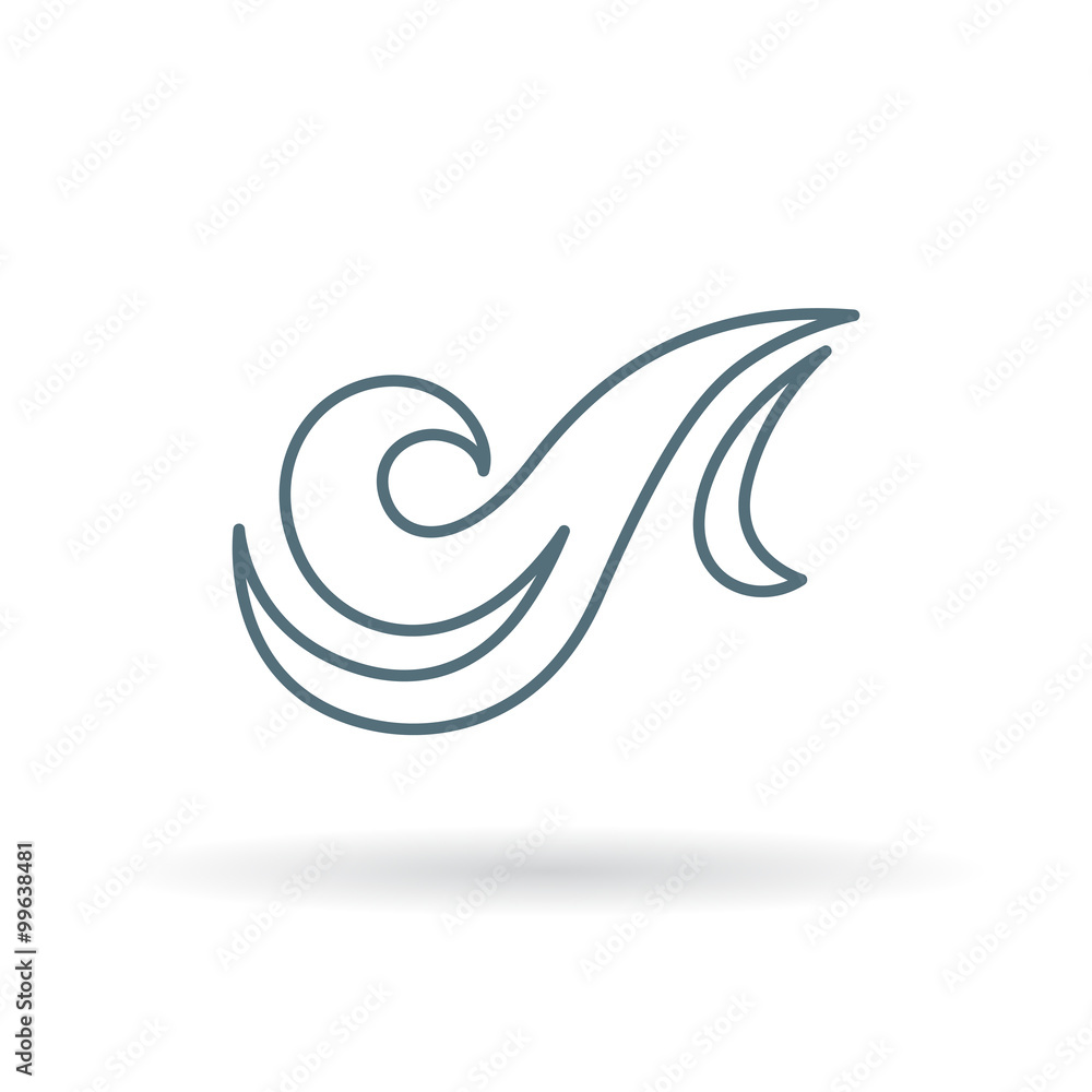 Wind icon. gust of wind sign. Air symbol. Thin line icon on white ...