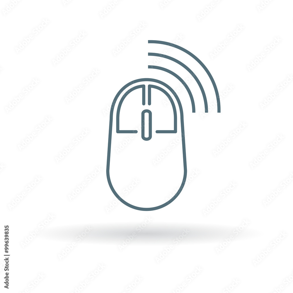 Wireless mouse icon. Wifi mouse sign. Mouse click symbol. Thin line ...