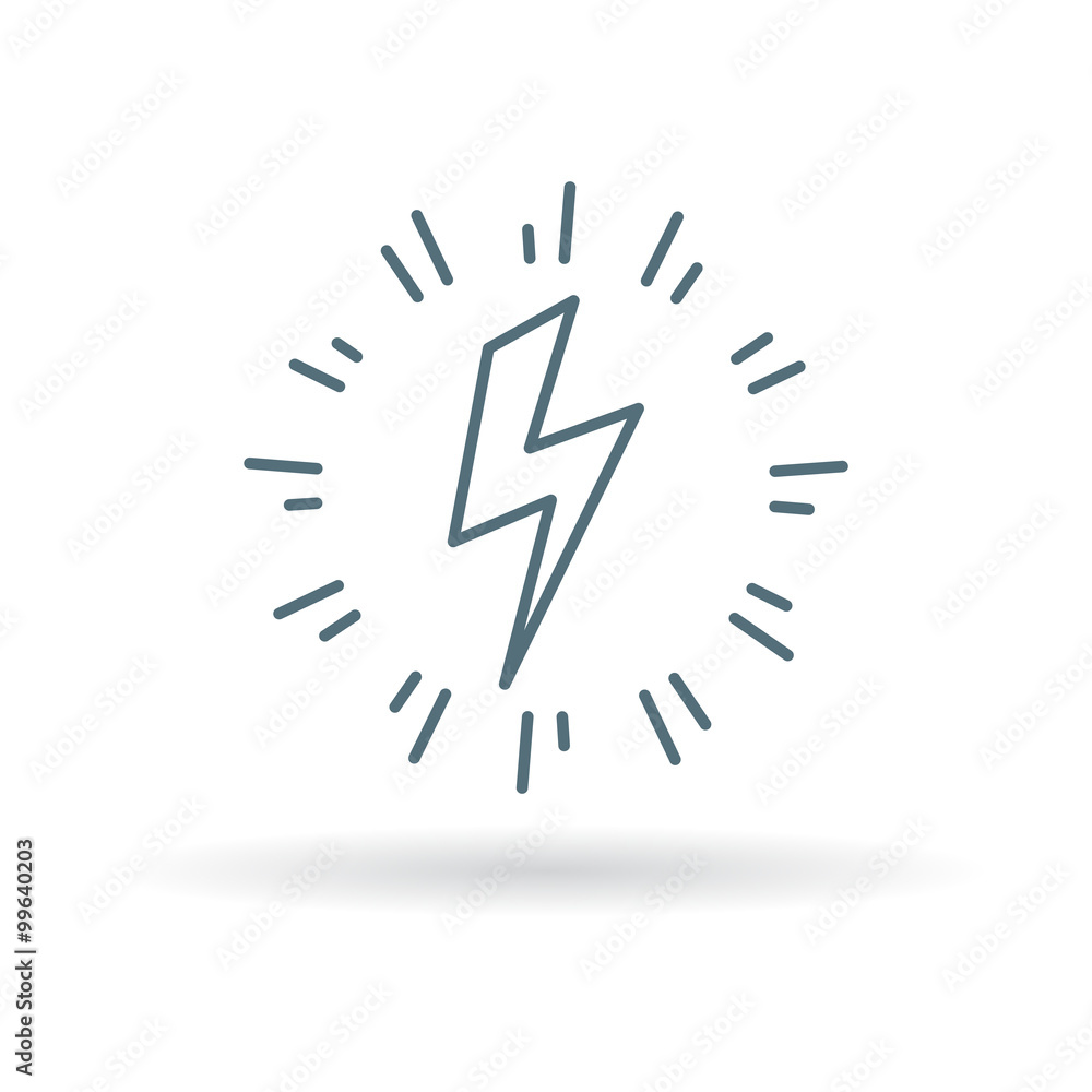Bolt flash icon. Electricity charge sign. Electric strike symbol. Thin ...