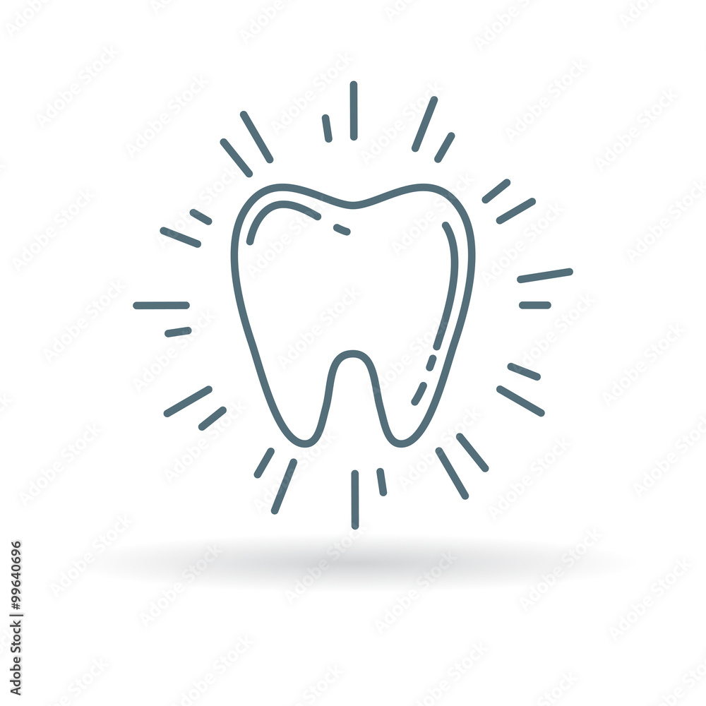Healthy glowing tooth icon. Sparkling clean tooth sign. Cavitiy free ...