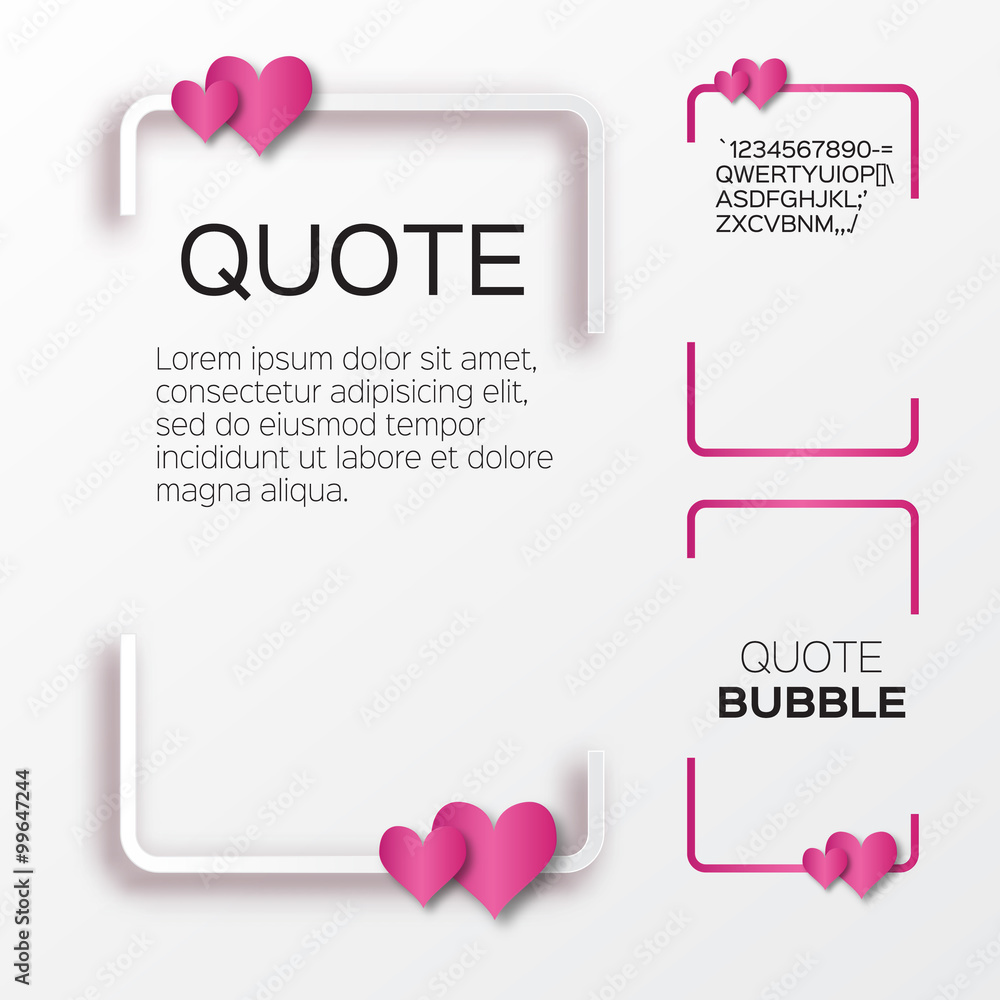 Vetor do Stock: Quote bubble with hearts. Valentine's Speech bubble ...
