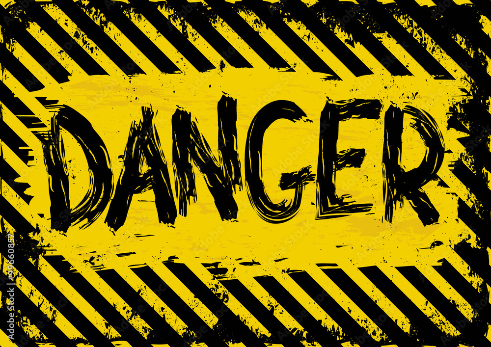 grunge background with yellow and black danger symbol Stock Vector ...