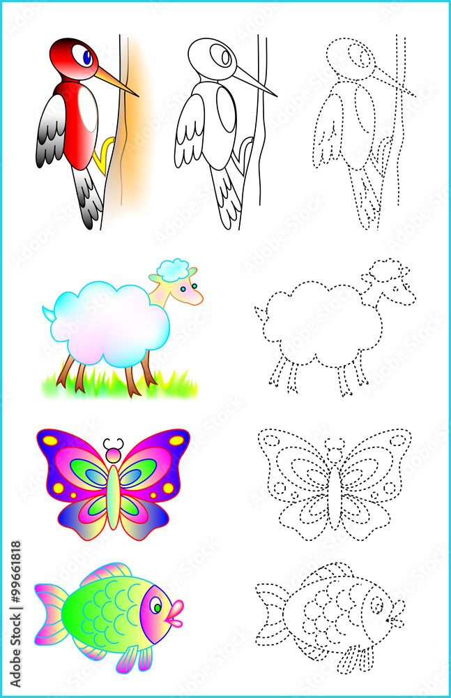 Educational page for young children. Developing skills for drawing and ...