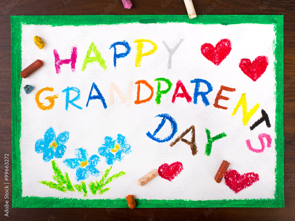 Colorful drawing: grandparents day card Stock Photo | Adobe Stock