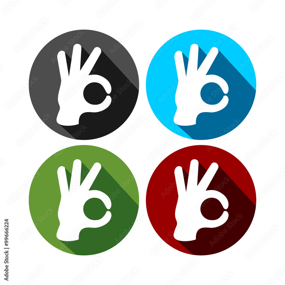 Ok Hand Gesture Circle Icons Stock Vector | Adobe Stock