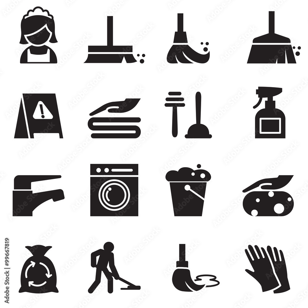 Cleaning icons set Stock Vector | Adobe Stock
