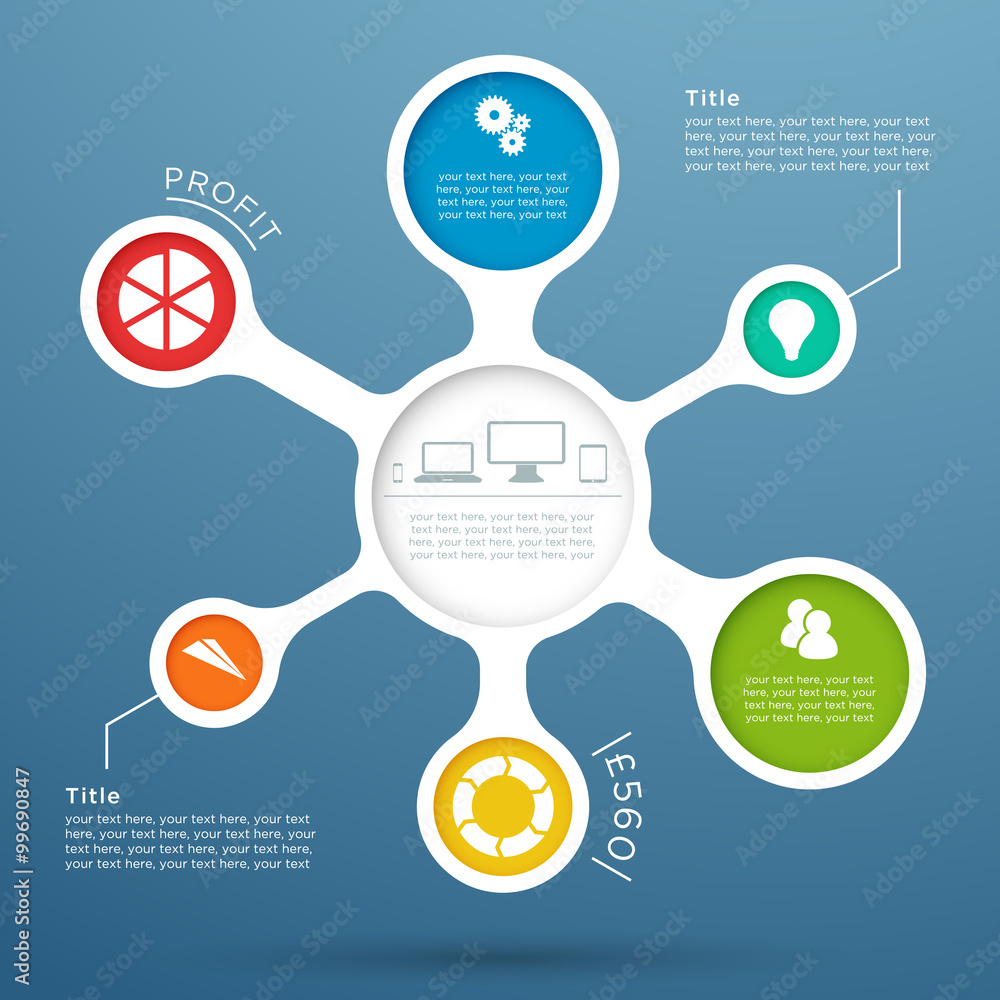 Circle 3d Infographic Diagram Layout 5 Stock Vector | Adobe Stock