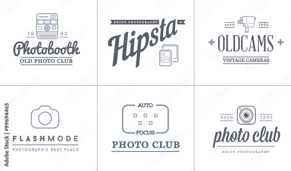 Set of Vector Photo Camera Photography Elements and Video Camera Icons ...