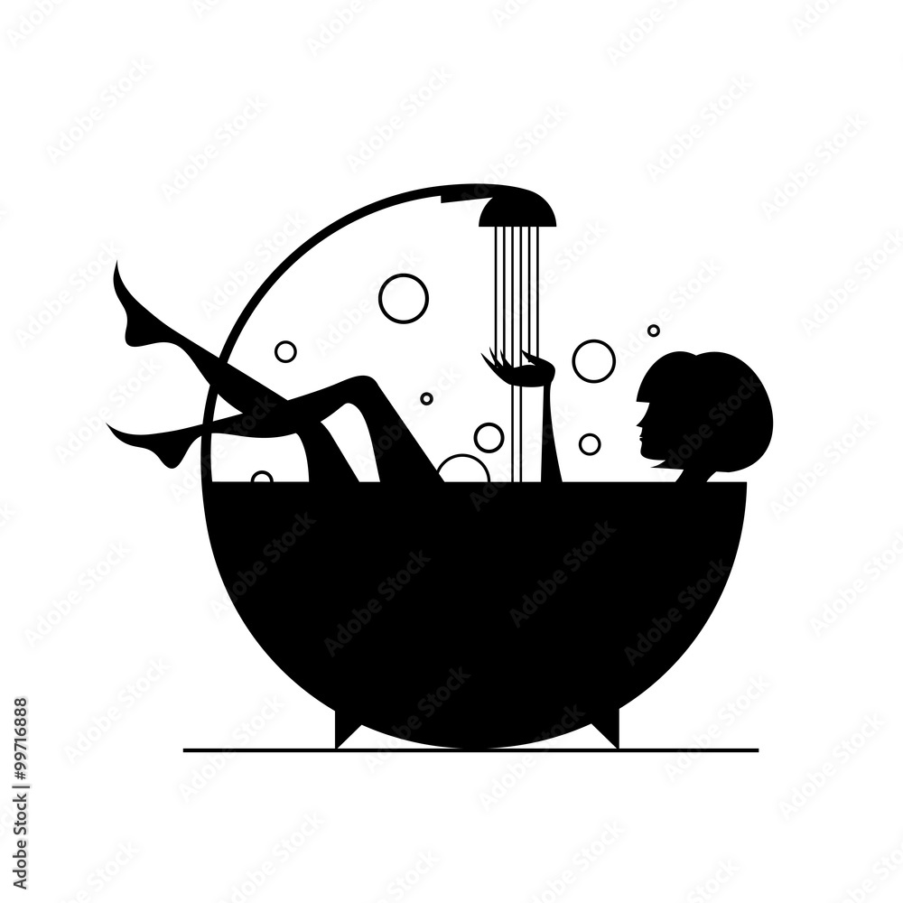 Vector illustration: girls in the bath. Stock Vector | Adobe Stock