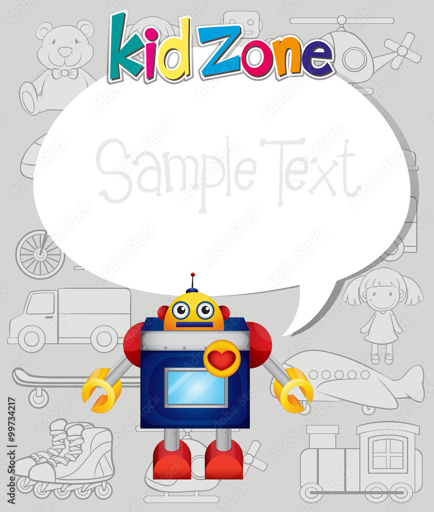 Border design with robot and toys Stock Vector | Adobe Stock