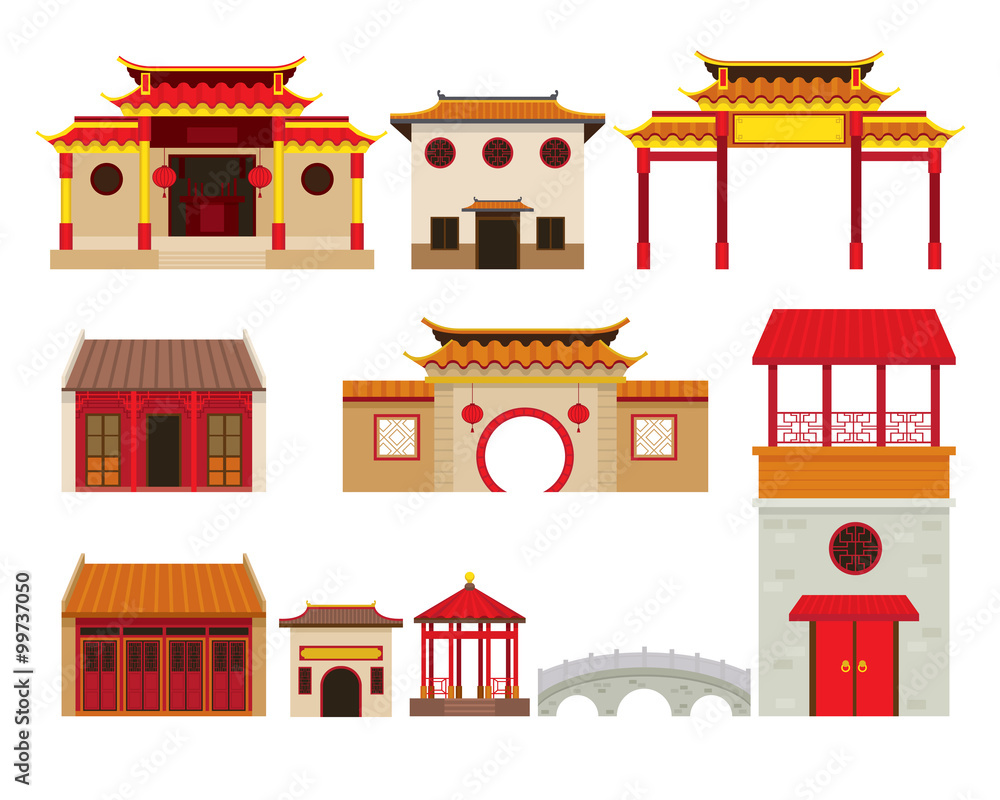 China Building Objects Set, Travel Attraction, History, Traditional ...