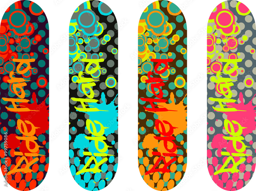 Vector skateboard design pack with graffiti tags and abstract shapes ...