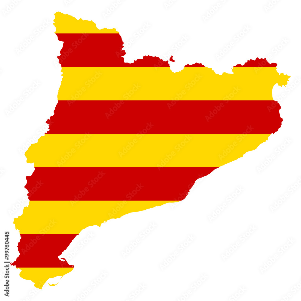 Catalonia map on Catalonia flag background vector Stock Vector | Adobe ...