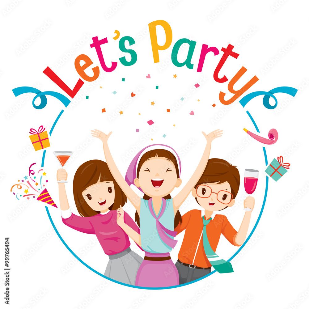 Man And Woman Fun In Party With Circle Frame, Party, Corporate Party ...