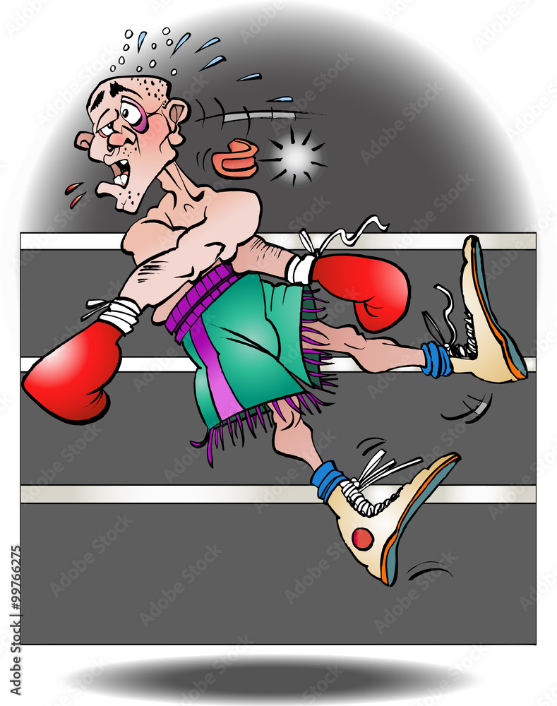 Vector cartoon illustration of a boxer knocked out Stock Vector | Adobe ...