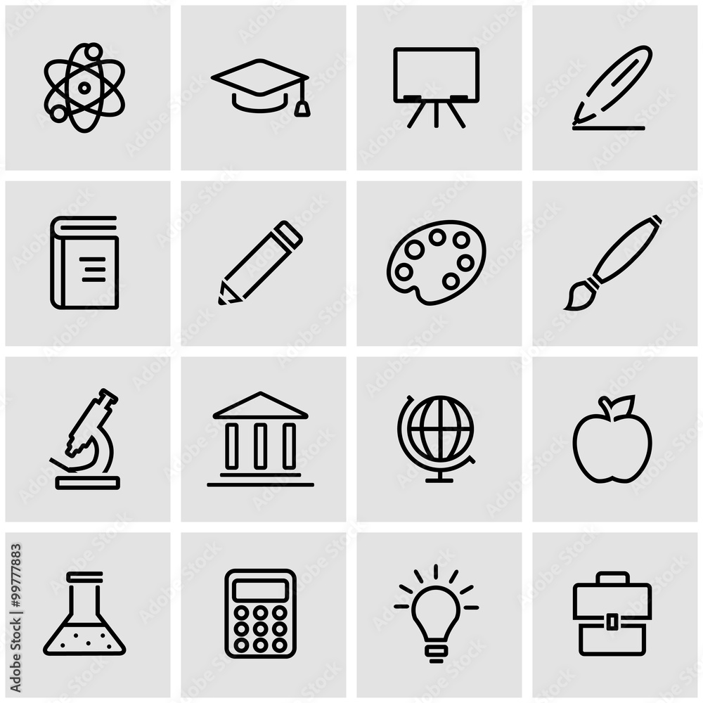 Vector line education icon set. Education Icon Object, Education Icon ...