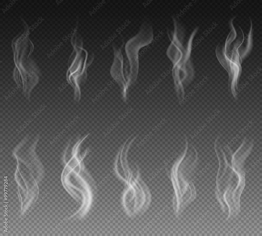 Smoke set on transparent background Stock Vector | Adobe Stock