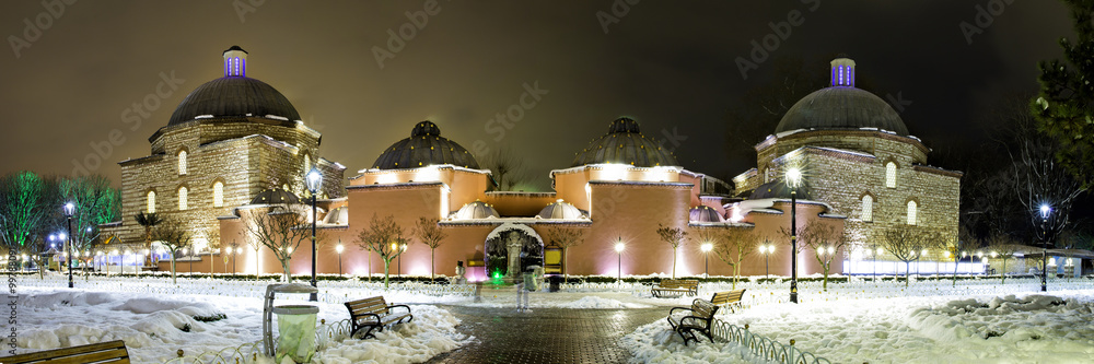 Panoramic view of the Haseki Hurrem Sultan Hamami, Bathhouse of Hagia ...