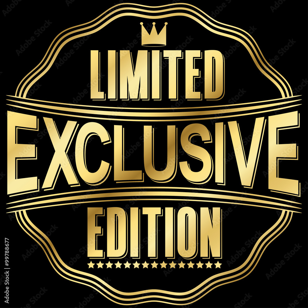Exclusive limited edition golden retro label, vector illustratio ...