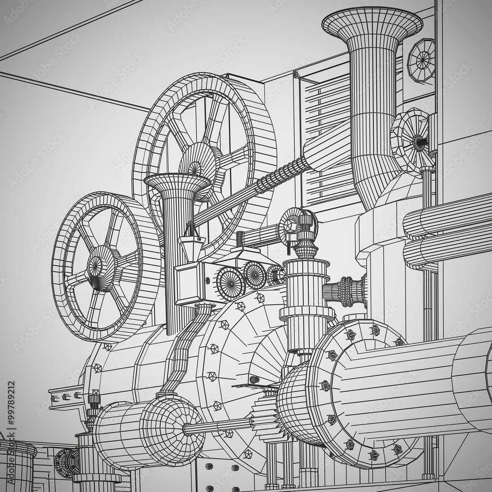 Abstract industrial, technology background. Gears outlines Stock ...