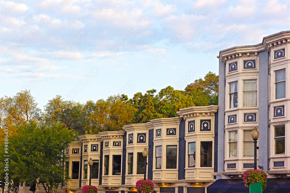 Residential row houses in Georgetown suburb of Washington DC, USA ...