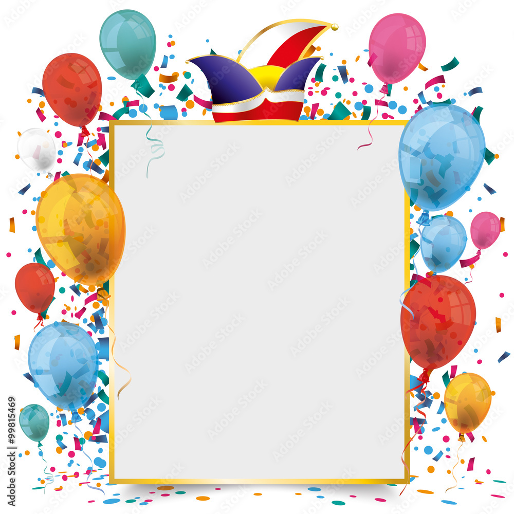 Golden Paper Frame Balloons Carnival Stock Vector | Adobe Stock