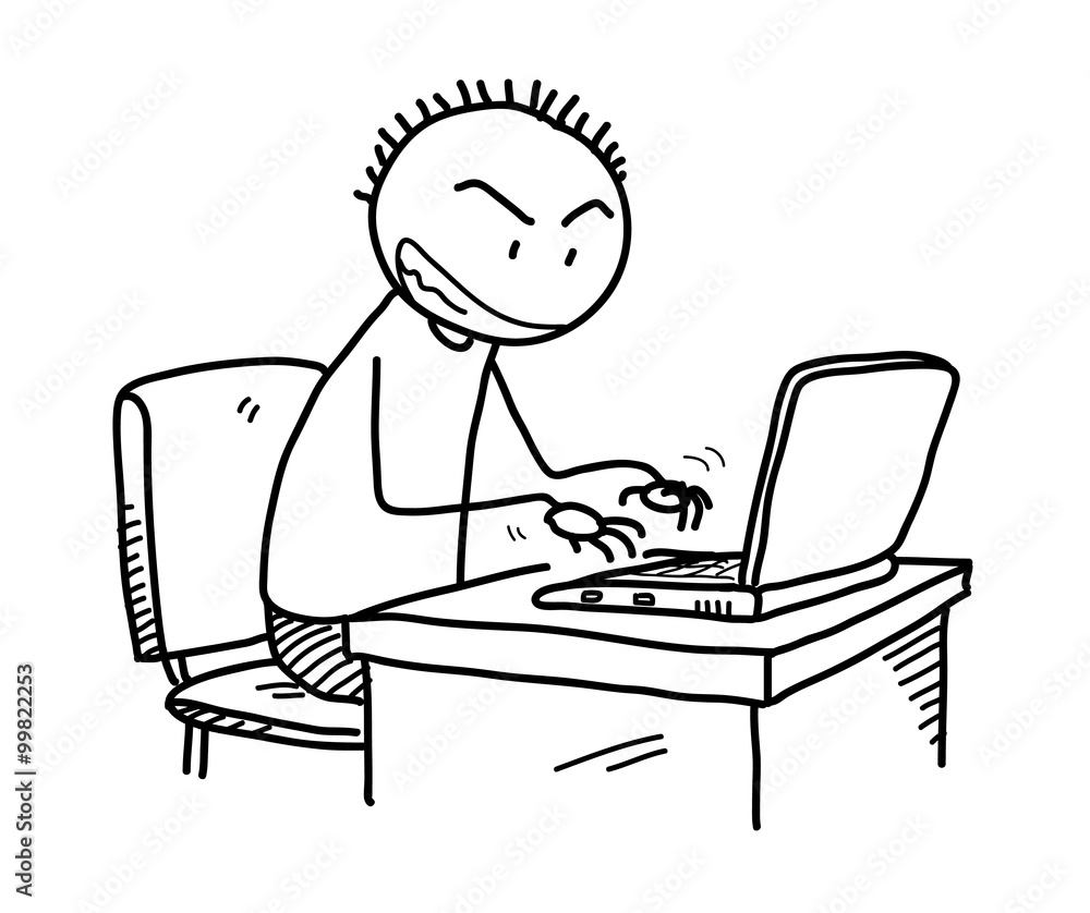 Cyber Bullying, a hand drawn vector doodle illustration of stick figure ...