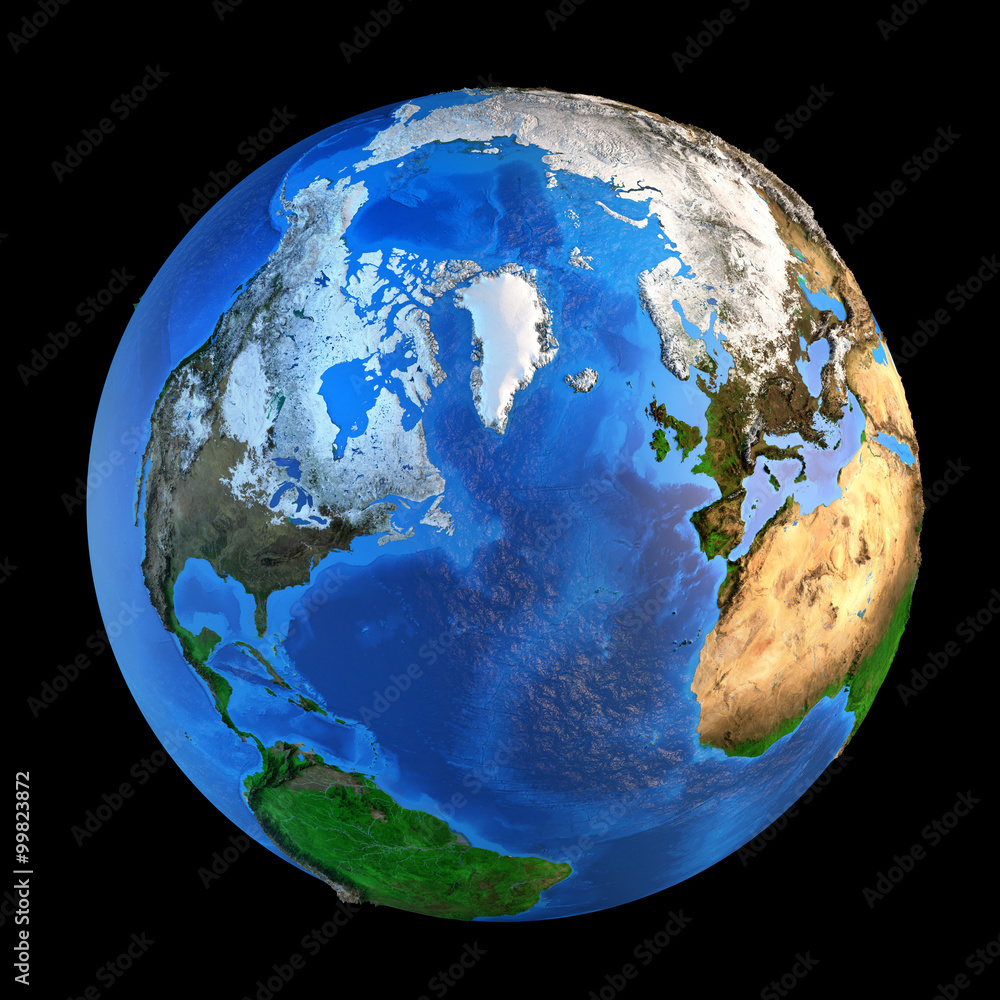 Planet Earth landforms from a Northern perspective Stock Illustration ...