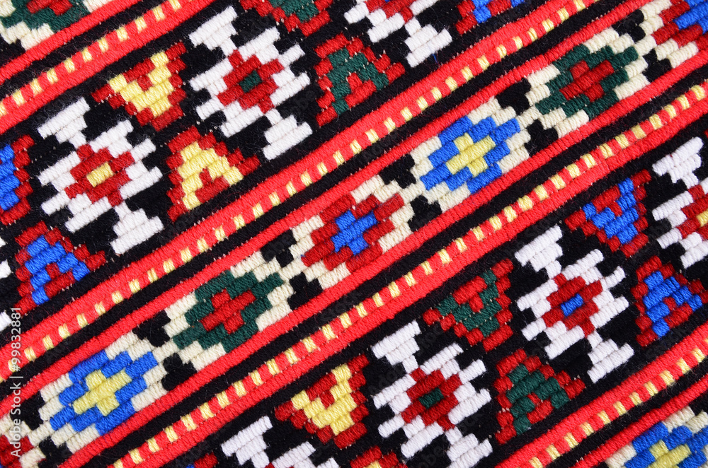 Bulgarian hand embroidery texture in old style with woolen thread Stock ...