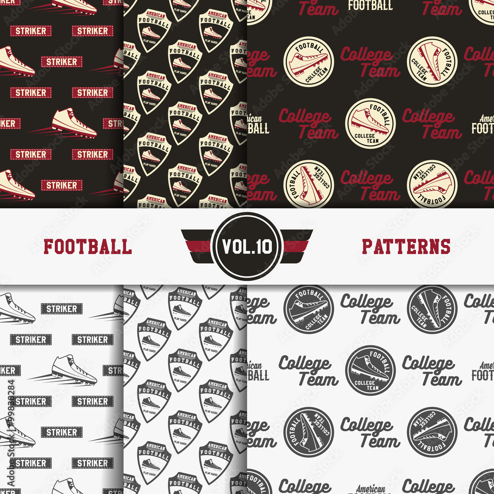 Set of american football patterns. Usa sports seamless background ...