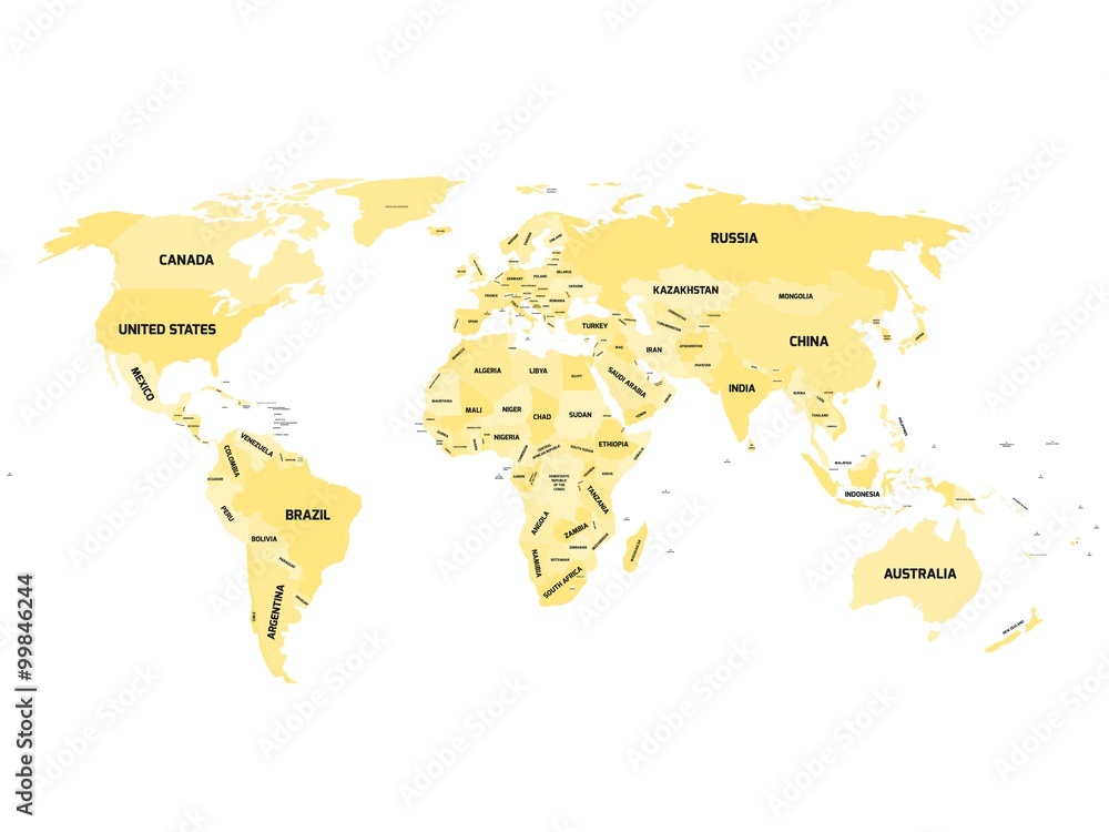 Póster World map with names of sovereign countries and larger dependent ...