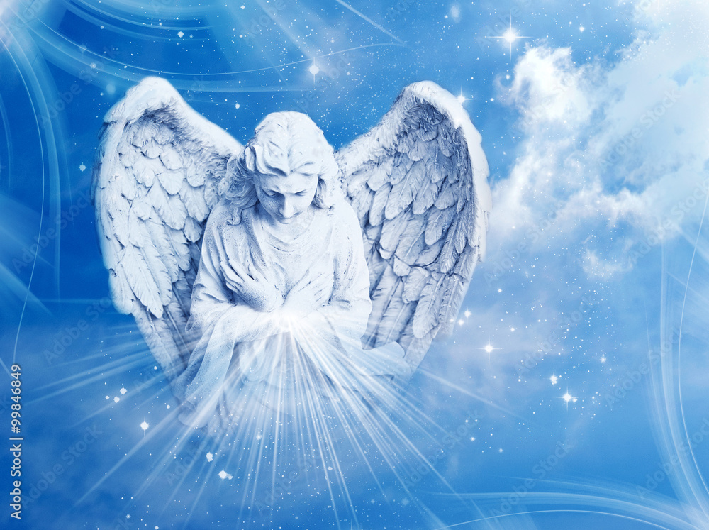 angel wit rays of light Stock Photo | Adobe Stock