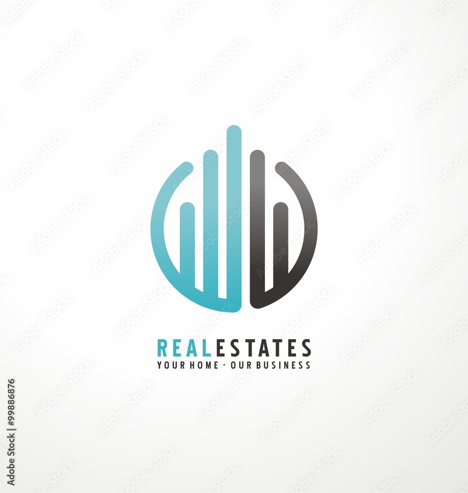 Modern symbol design with commercial building and chart bars Stock ...