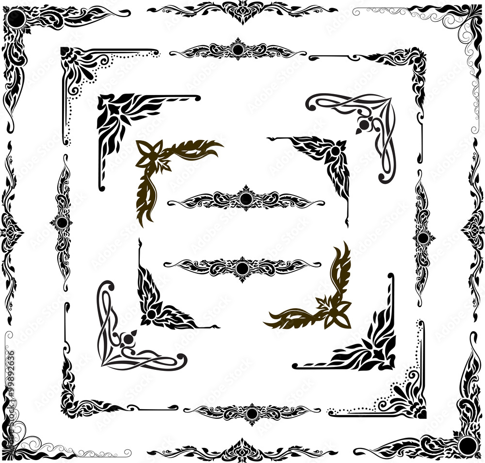 Design Elements Corners And Borders for sticker cut and frame, vector ...