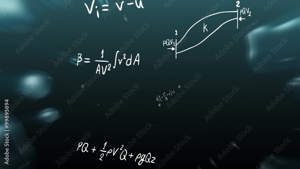 Mechanic of Fluid theory physics formula equation in doodle handwriting ...