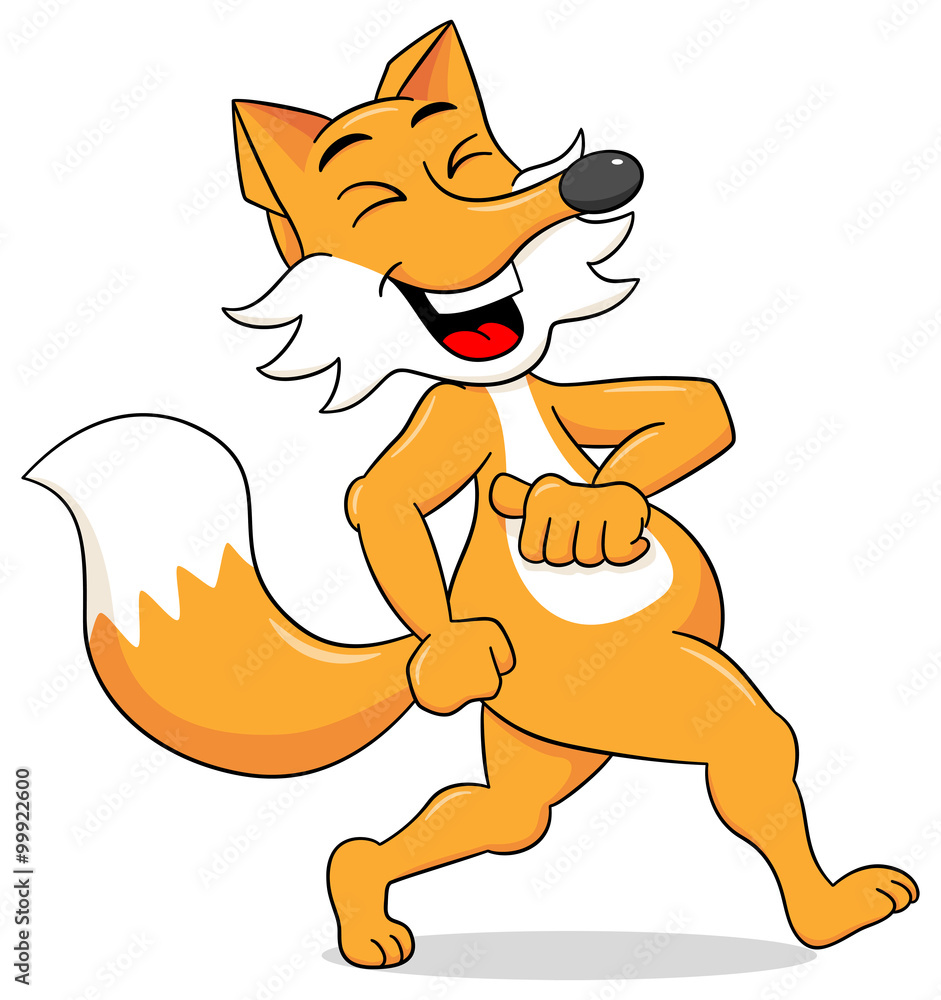 Cartoon Fuchs geht glücklich spazieren Stock Vector | Adobe Stock