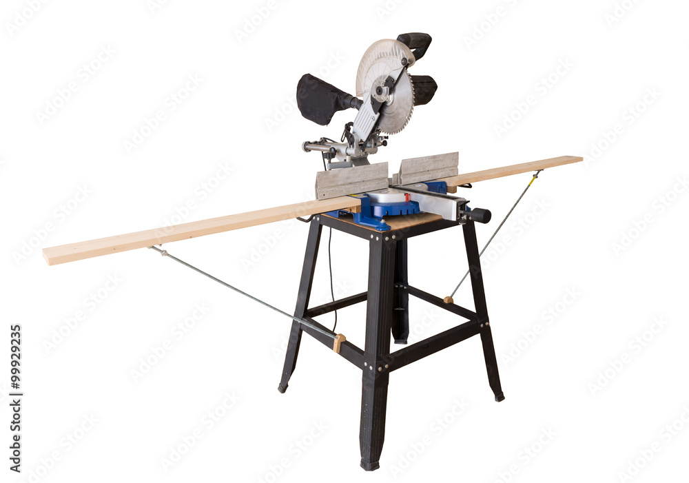 Cutting table saw. Woodcutting machine isolated on a white background ...