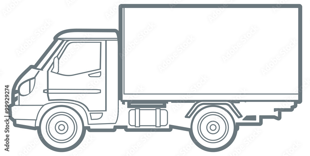Vector outline truck Stock Vector | Adobe Stock