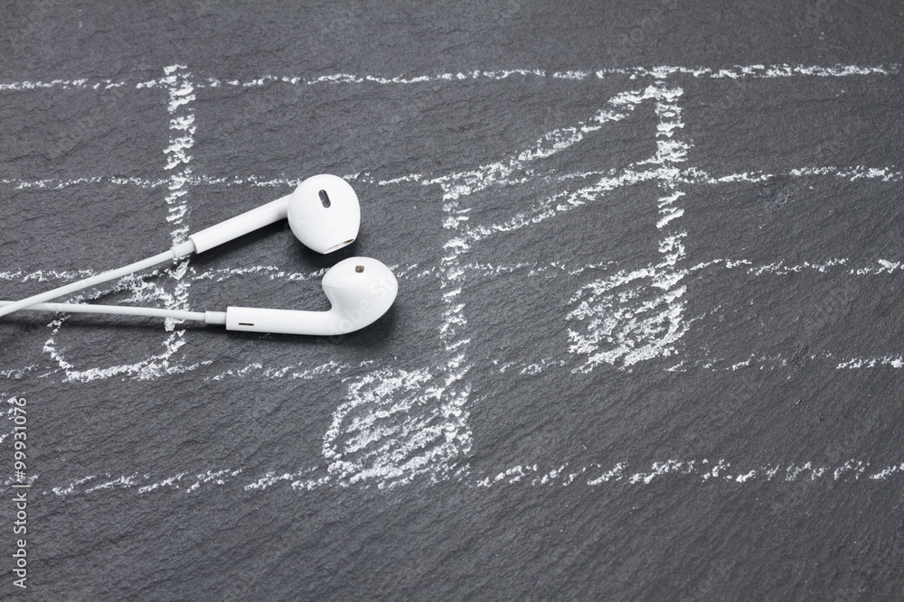 Music notes with headphones Stock Photo | Adobe Stock