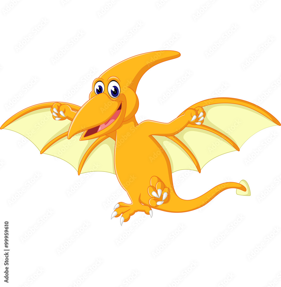 illustration of Happy pterodactyl cartoon Stock Vector | Adobe Stock