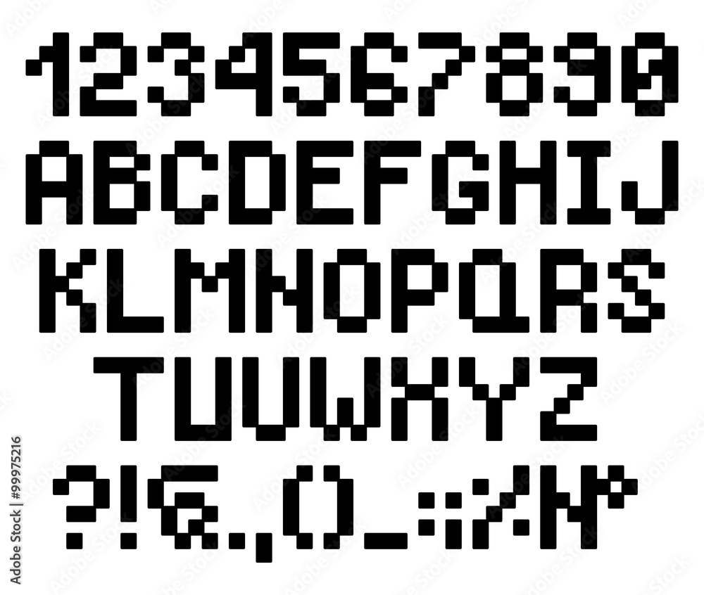 Pixel Bold Rounded Letters And Numbers Alphabet Font Stock Vector pixel-bold-rounded-letters-and-numbers-alphabet-font-stock-vector