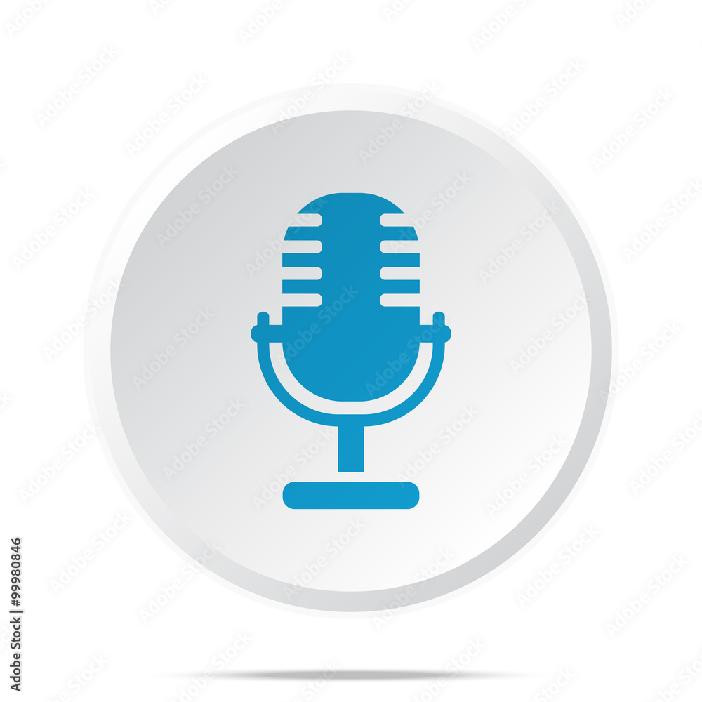 Flat blue Microphone icon on circle web button on white Stock Vector ...