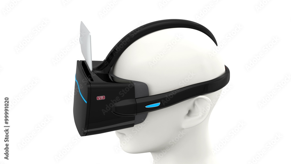 Vidéo Stock 3D animation of VR headset. Smartphone insert into black ...