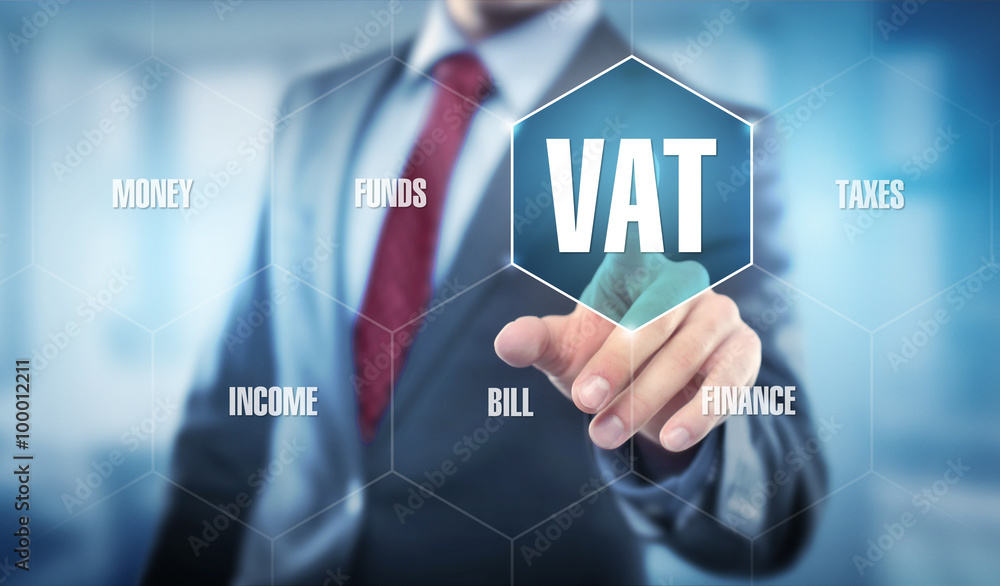 VAT / Man touching Screen Stock Photo | Adobe Stock